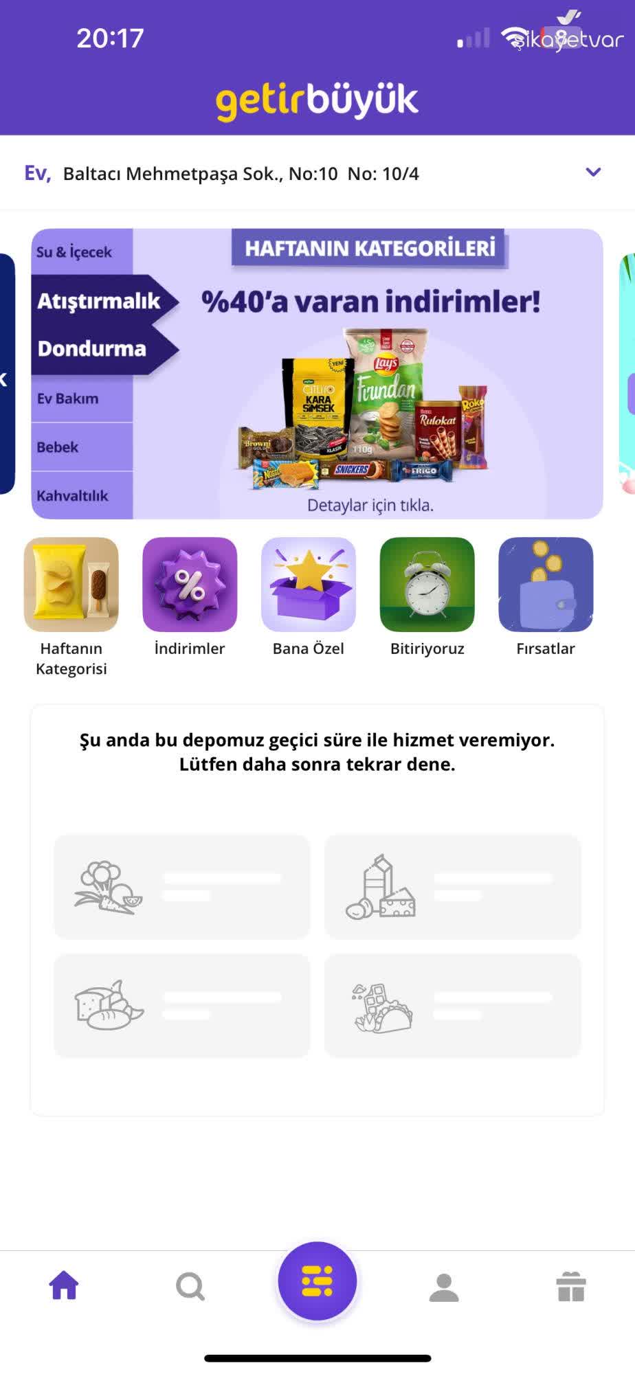 Getir Getir Büyük Soğanlık Deposu Sürekli Kapalı: Müşteri Mağduriyeti - Şikayetvar