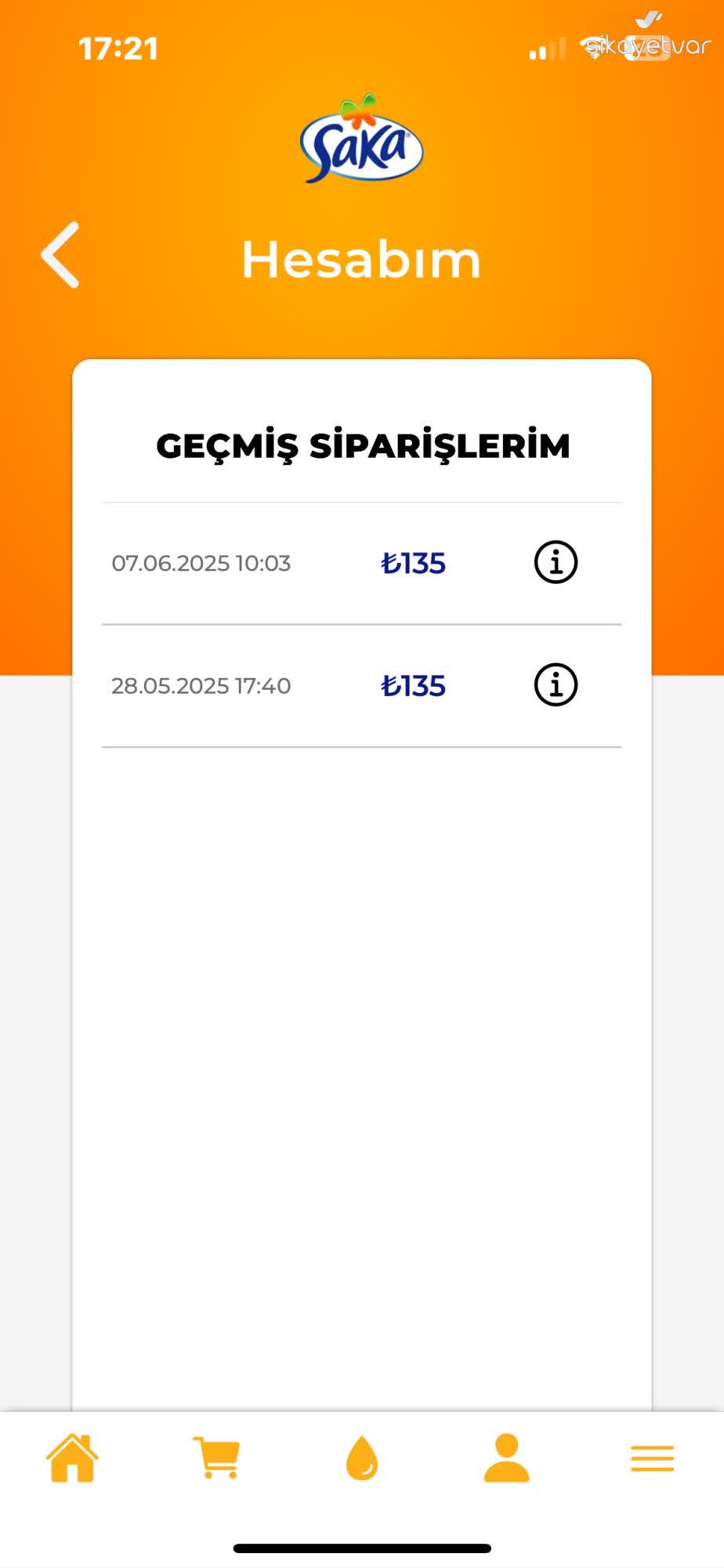 Saka Su Siparişim Getirilmedi - Şikayetvar