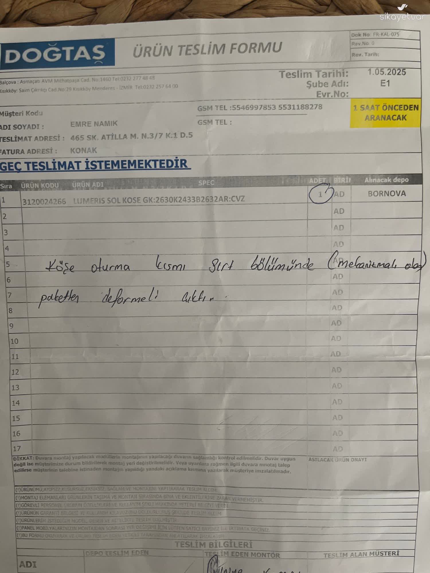 Doğtaş Mobilya Köşe Takımı Defolu Ve Eksik Teslim Edildi Servis Hala ...