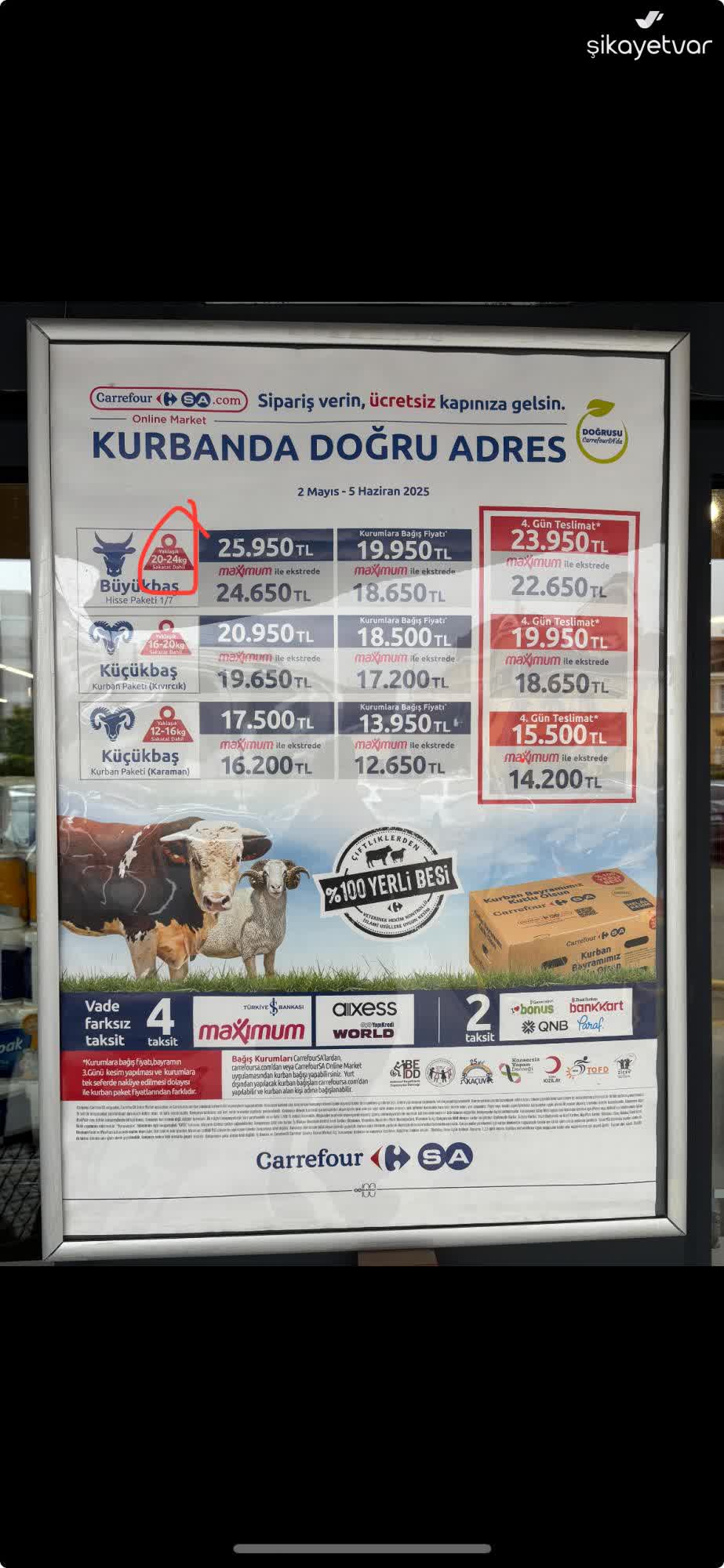 CarrefourSA Carrefour SA Kurban Etinin Taahhüt Edilenden Düşük Kiloda ...