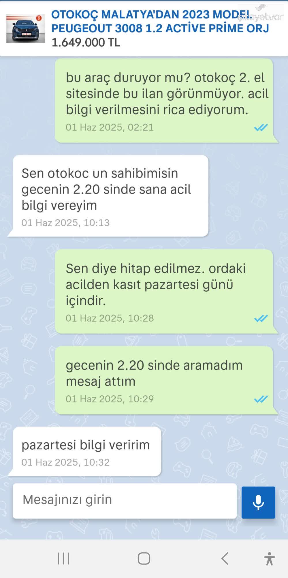 Otokocikinciel.com Otokoç 2 El Personelinin Üslupsuz Davranışı Ve ...