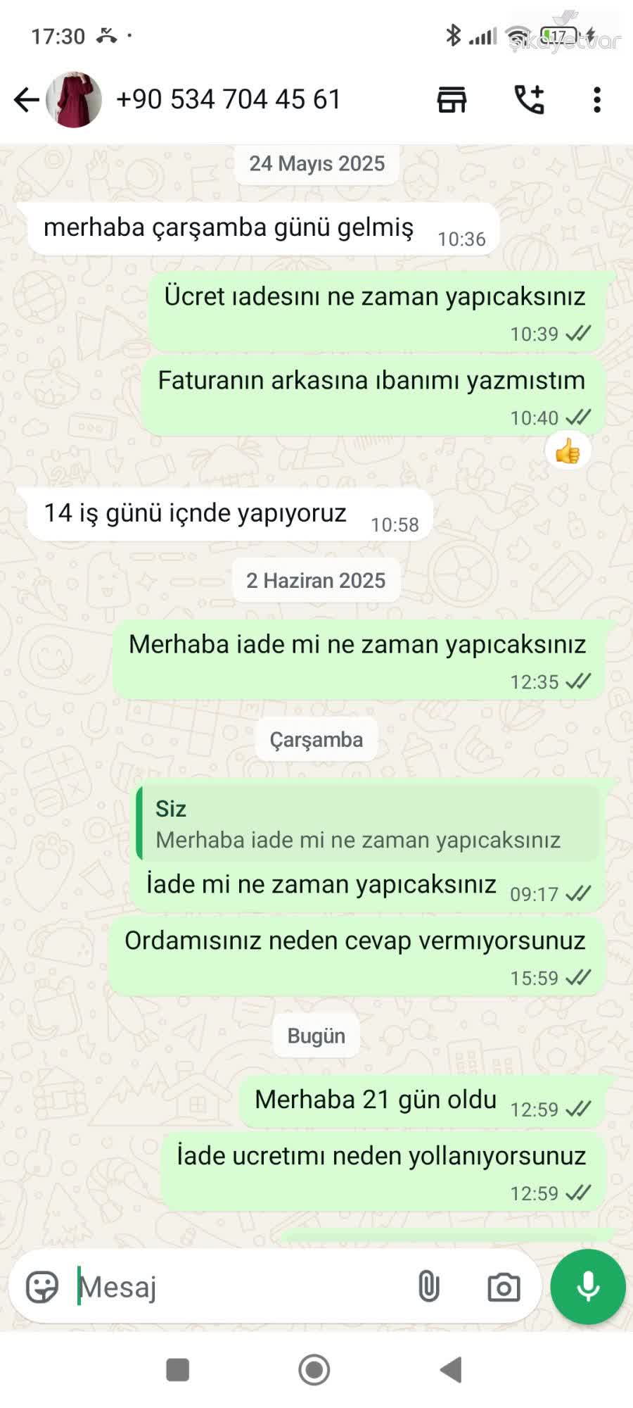 Emin Elif Butik Elbise Kısa Geldi, Ücret İadesi Yapılmıyor Ve İletişim ...