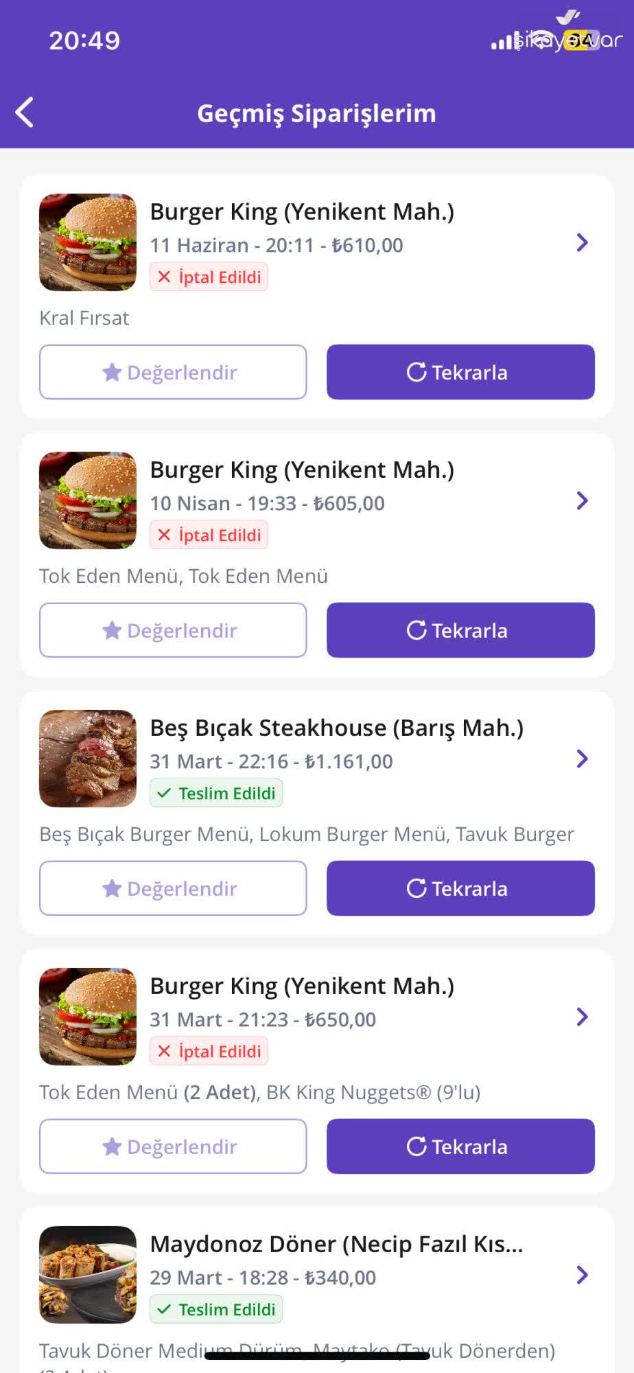Burger King Getir Yemek Üzerinden Verilen Siparişler Sürekli İptal Ediliyor, Destek Hattı ...