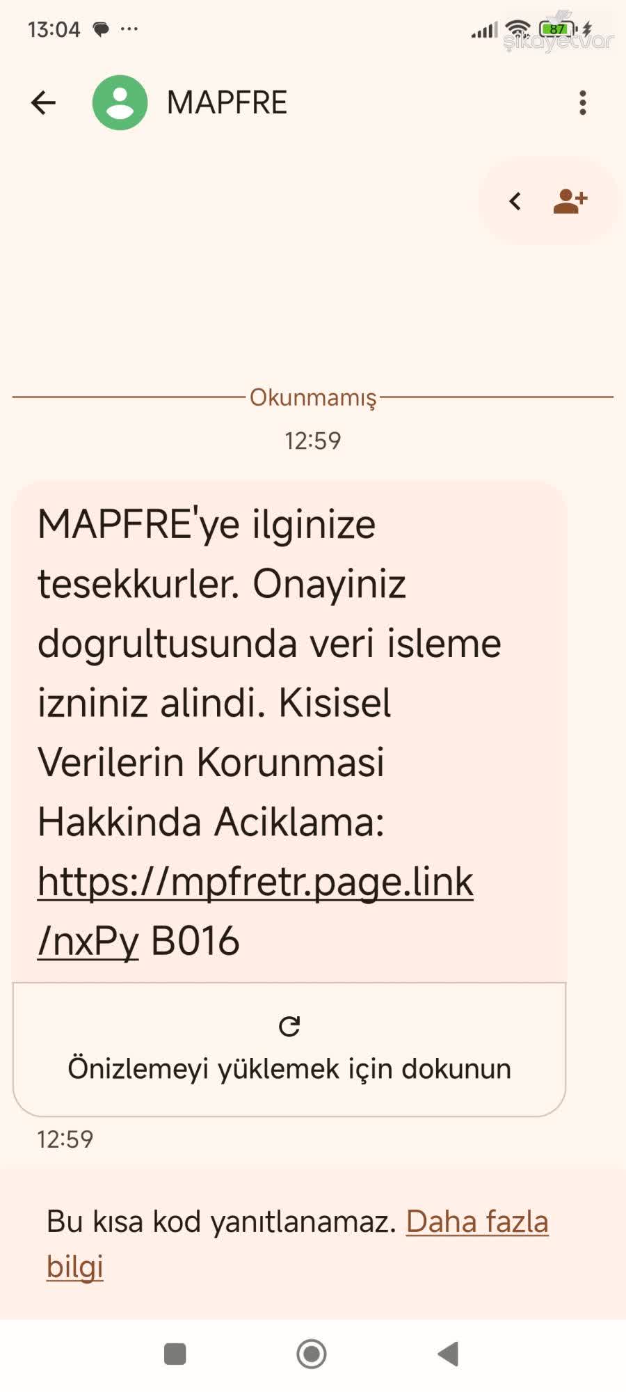 Mapfre Sigorta İzinsiz Kişisel Bilgi Kullanımı Ve Onay İddiası Hakkında Şikayet - Şikayetvar
