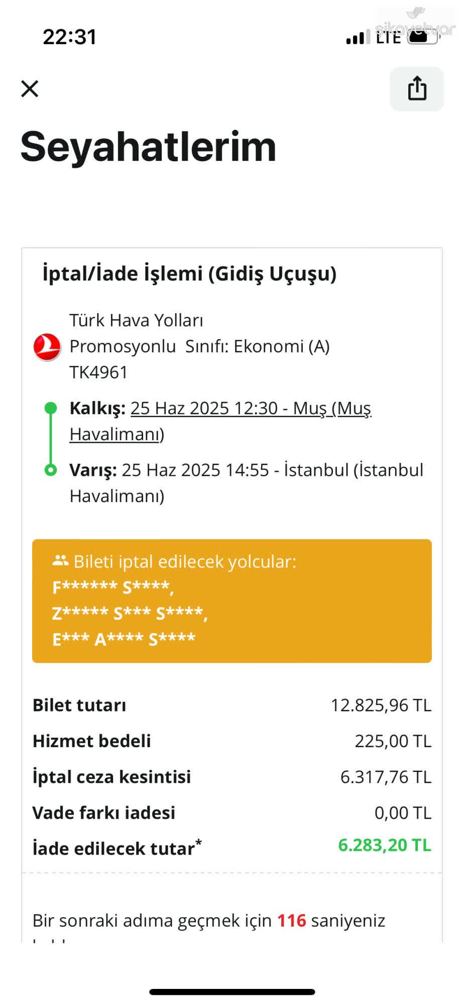 THY Bilet İptalinde Yüksek Kesinti Adaletsizliği - Şikayetvar