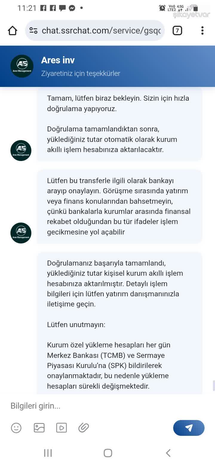 Ares Management Investment Kişisel Bilgilerimle İzinsiz İşlem Ve ...