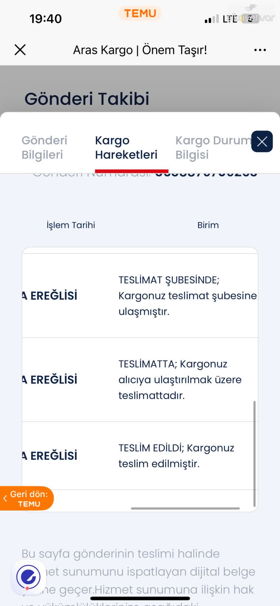 Aras Kargo Teslim Edilmediği Halde Teslim Edildi Gösterilen Kargo Ve ...