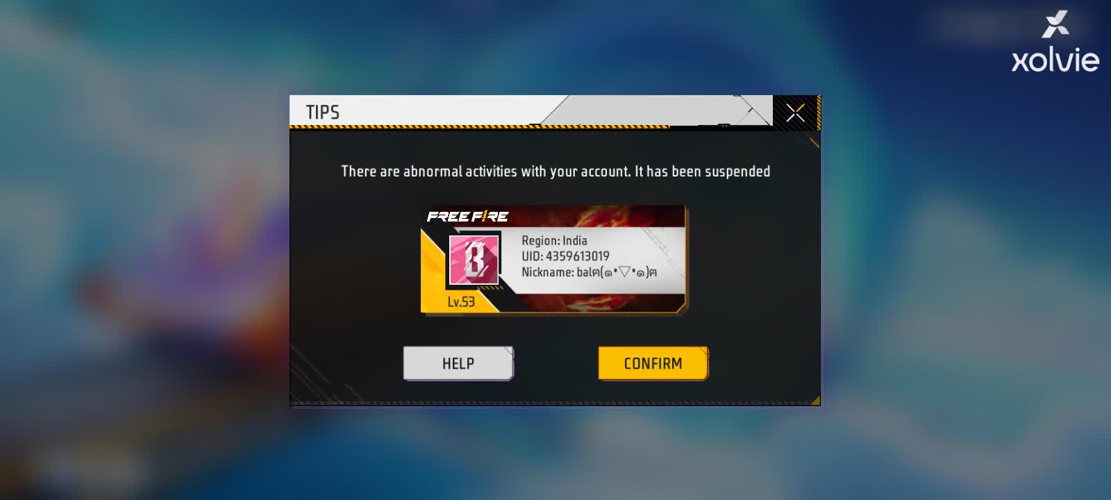 Free Fire Max ID Ban - Xolvie
