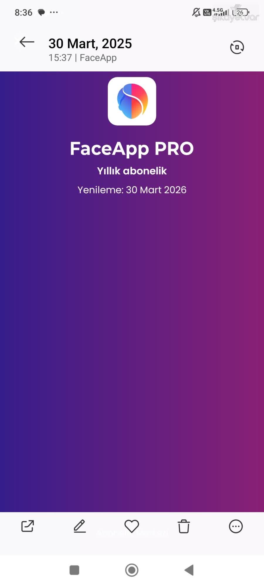 Faceapp Ödediğim Yıllık Üyelik Haksız Yere İptal Edildi, Mağdurum - Şikayetvar