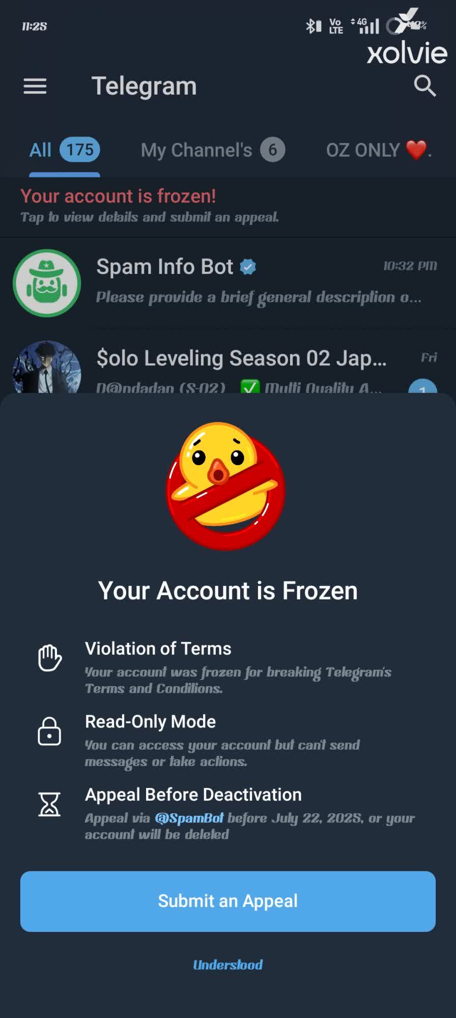 I Cannot Use My Telegram Account After It Was Frozen Suddenly - Xolvie