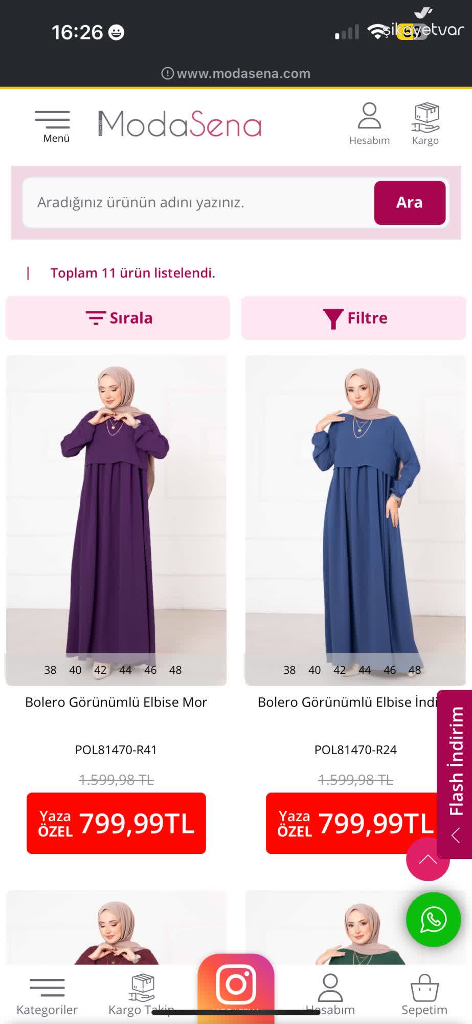 Modasena Instagram Reklamındaki Elbise Fiyatı Sayfada Daha Yüksek Çıktı ...
