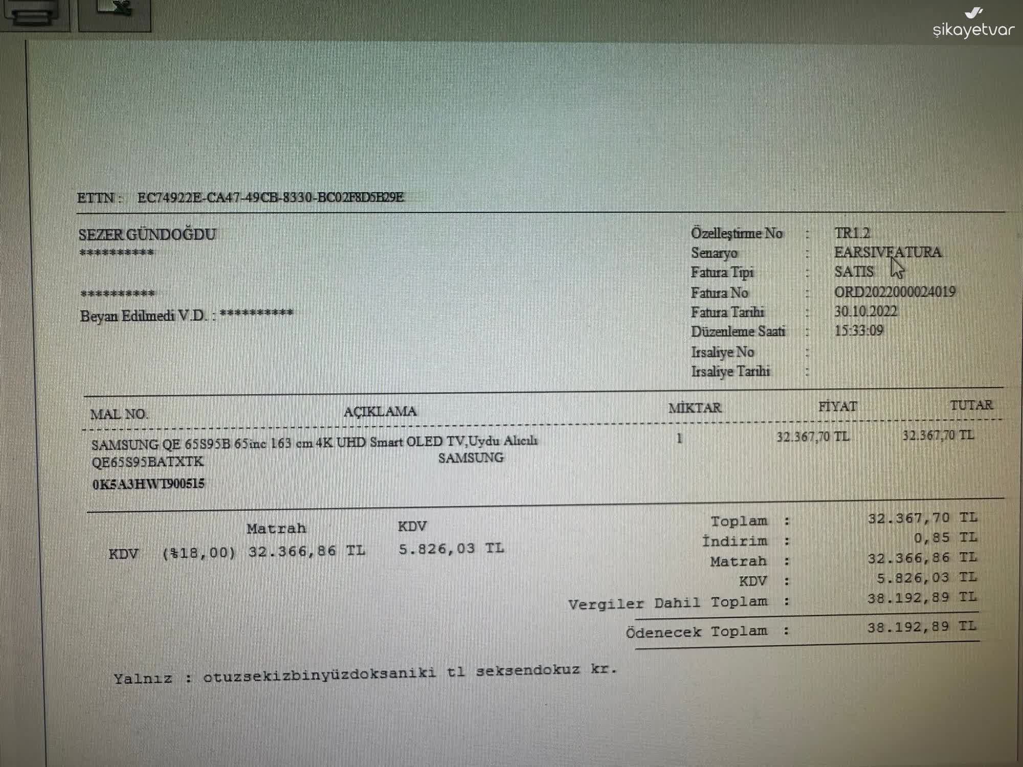 Gig Sigorta Sigorta Şirketi Bozulan TV İçin Güncel Fiyat Yerine Eski ...