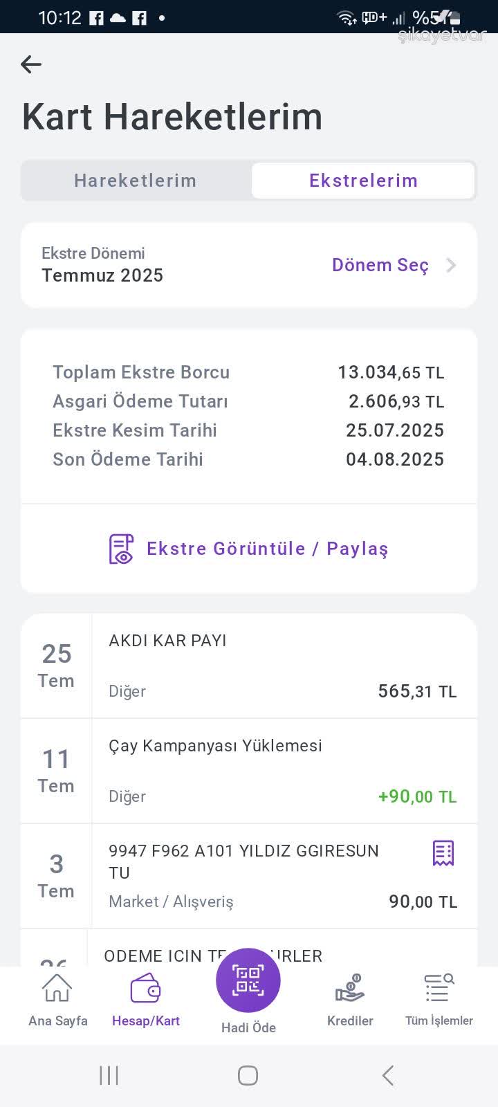 Hadi - TOMBANK Kredi Kartı Akdi Kar Payı Kesintisi Mağduriyeti - Şikayetvar