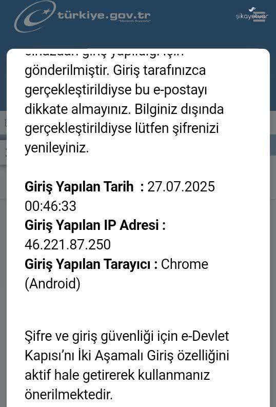 e-Devlet | Turkiye.gov.tr E Devlet Hesabıma Gece İzinsiz Giriş Yapıldı ...
