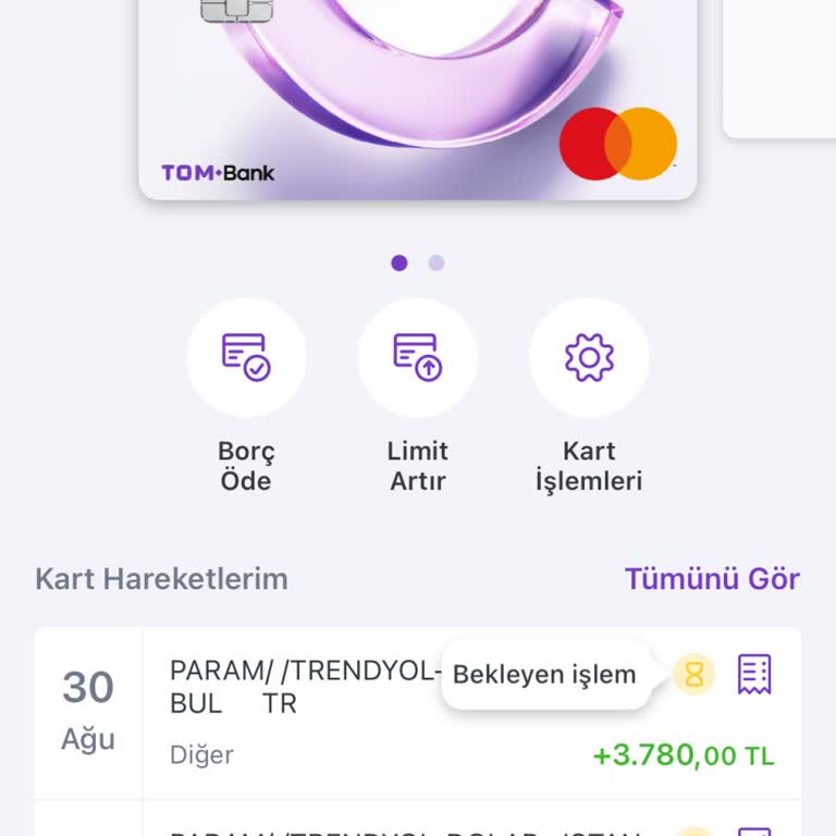 Hadi - TOMBANK Tom Bank Kredi Kartı İşlemim Beklemede Tutar Hesabıma ...