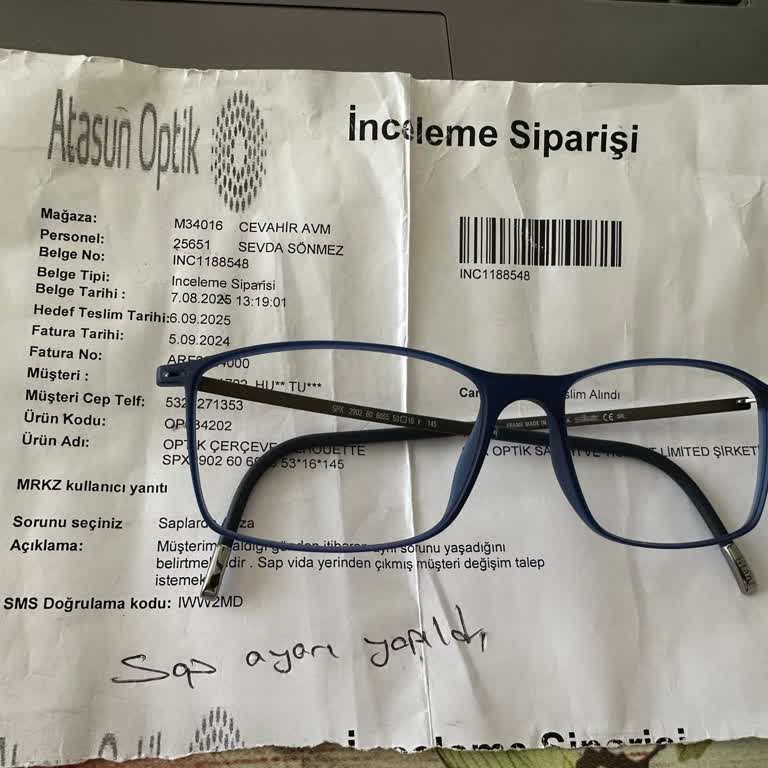 Atasun Optik Satın Aldığım Gözlükte Paslanma Ve Yetersiz Mağaza Desteği ...