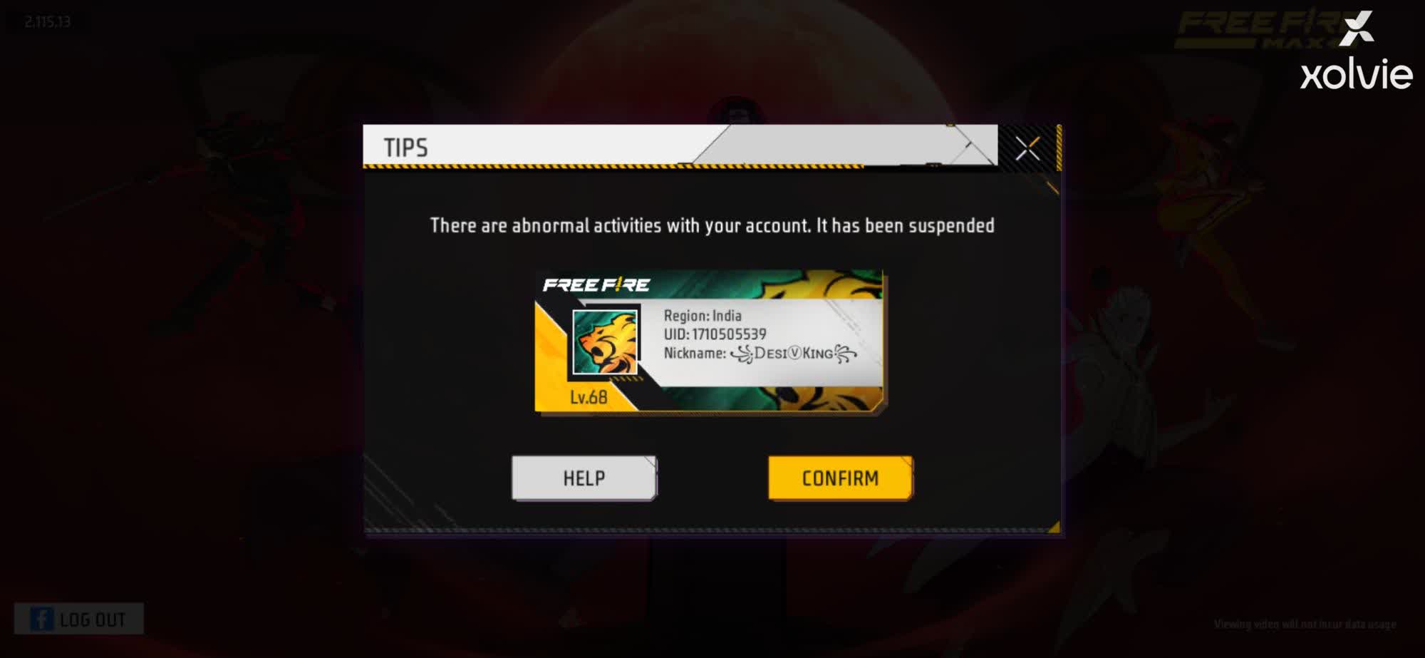 Garena Free Fire Account Restoration Request - Xolvie