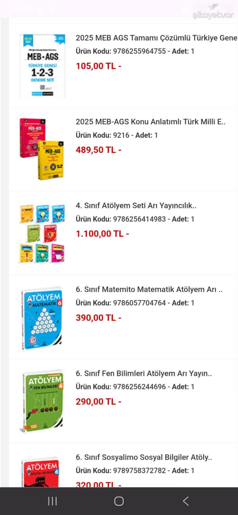 Kitap Seç Kitap Setim Eksik Ve Hangi Ürünlerin Gönderildiği Belirsiz ...