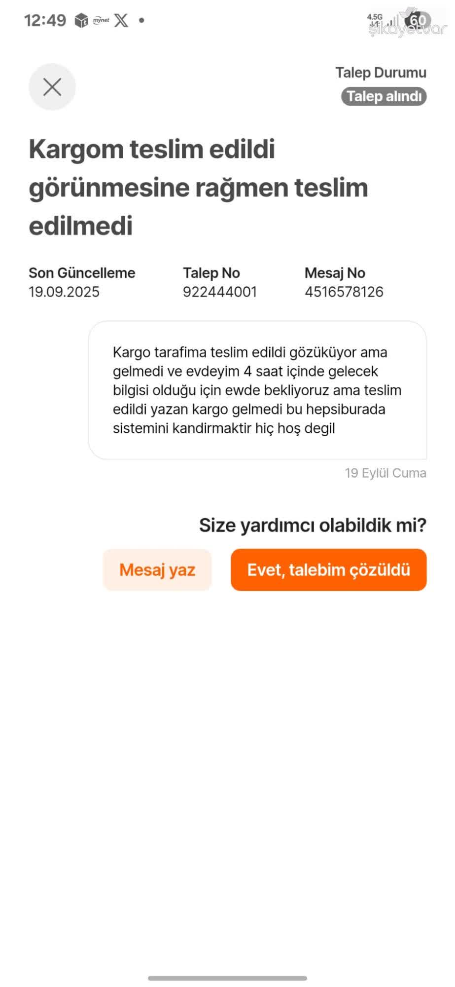Aras Kargo Teslim Edilmediği Halde Teslim Edildi Gösterilen Kargo ...