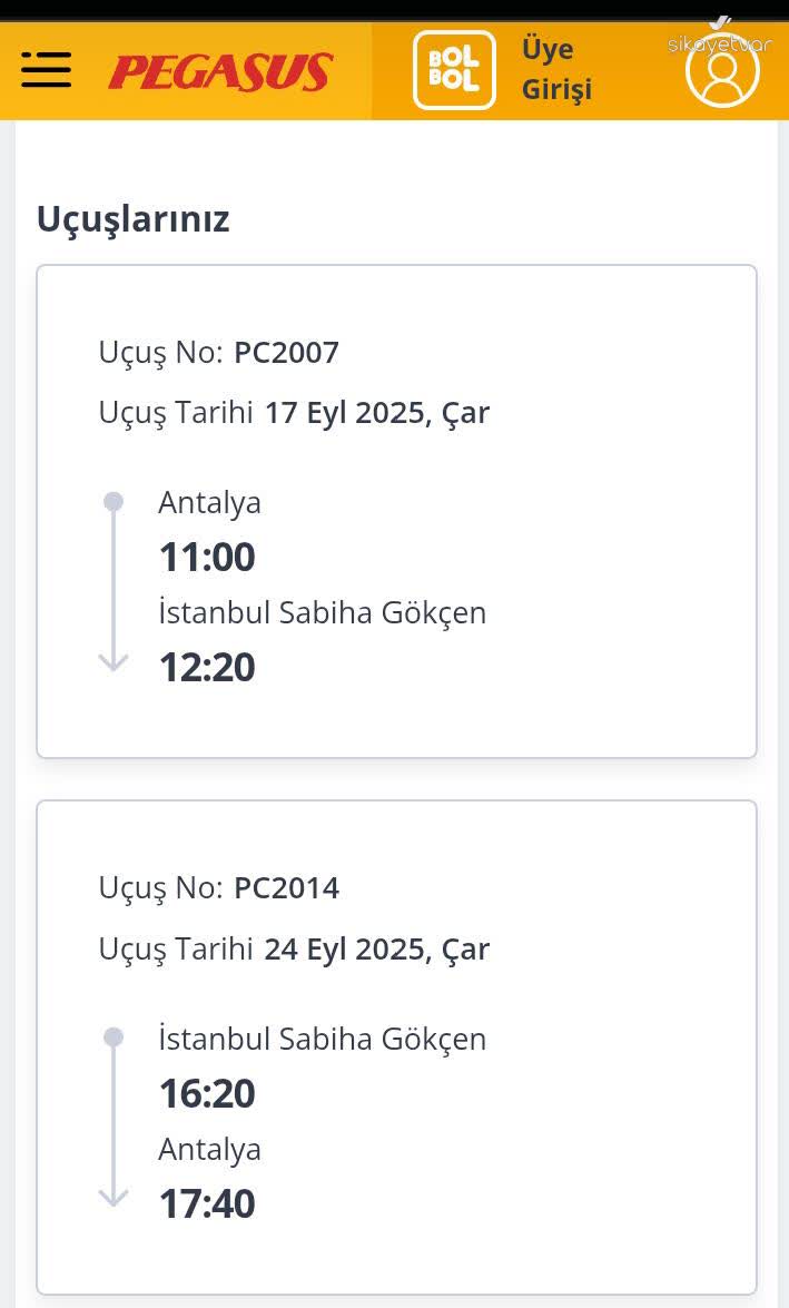 Pegasus Airlines Pegasus PC 2007 Flight Check-In Failure Forced Me to ...