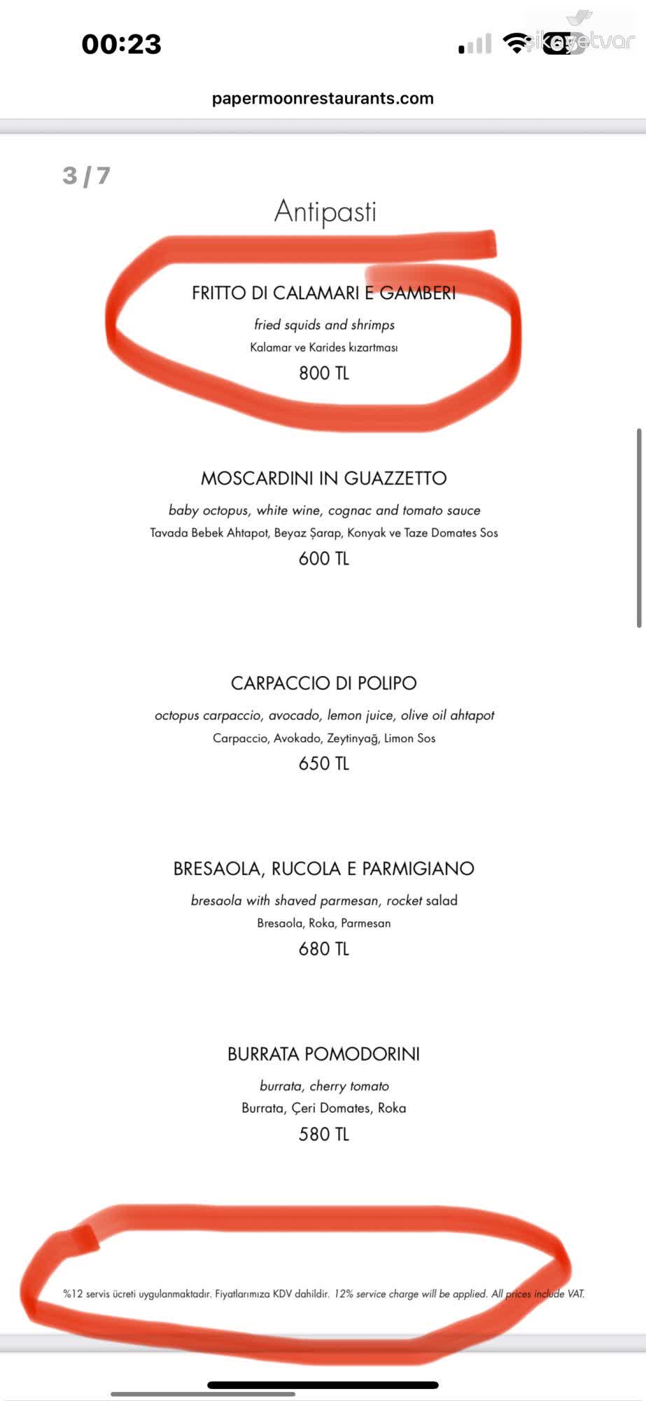 Paper Moon Bodrum Fiyat Farkı Ve Personel Tavrı Rahatsız Edici - Şikayetvar