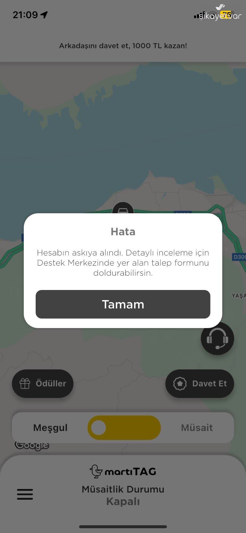 Martı Haksız Blokaj ve Yanıtsız Müşteri Hizmetleri Nedeniyle Mağduriyet ...