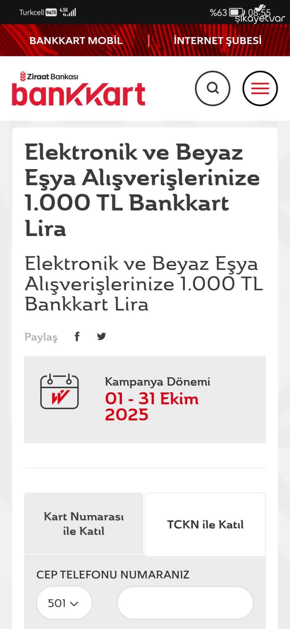 Ziraat Bankası Kampanya Katılımı Sonrası Bankkart Lira Yüklenmedi ...