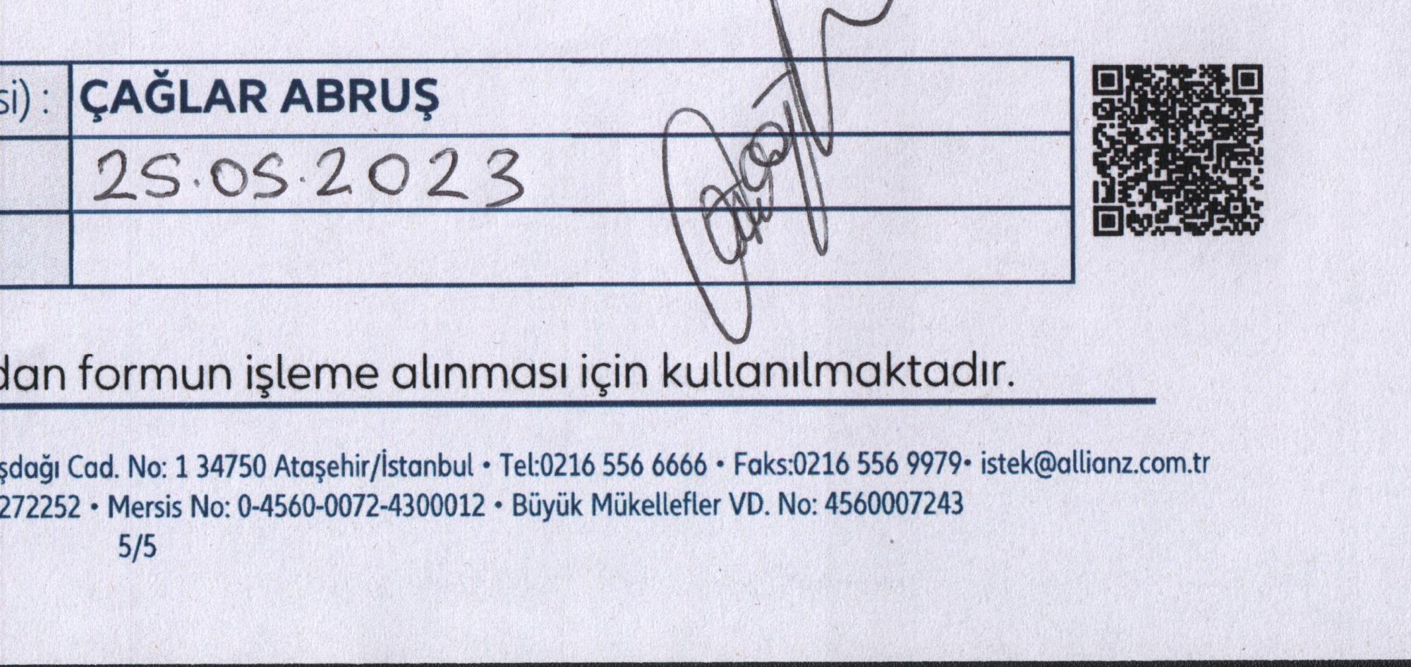 Allianz Yaşam ve Emeklilik BES'ten Ayrılma Sürecinde Islak İmza Ve QR ...
