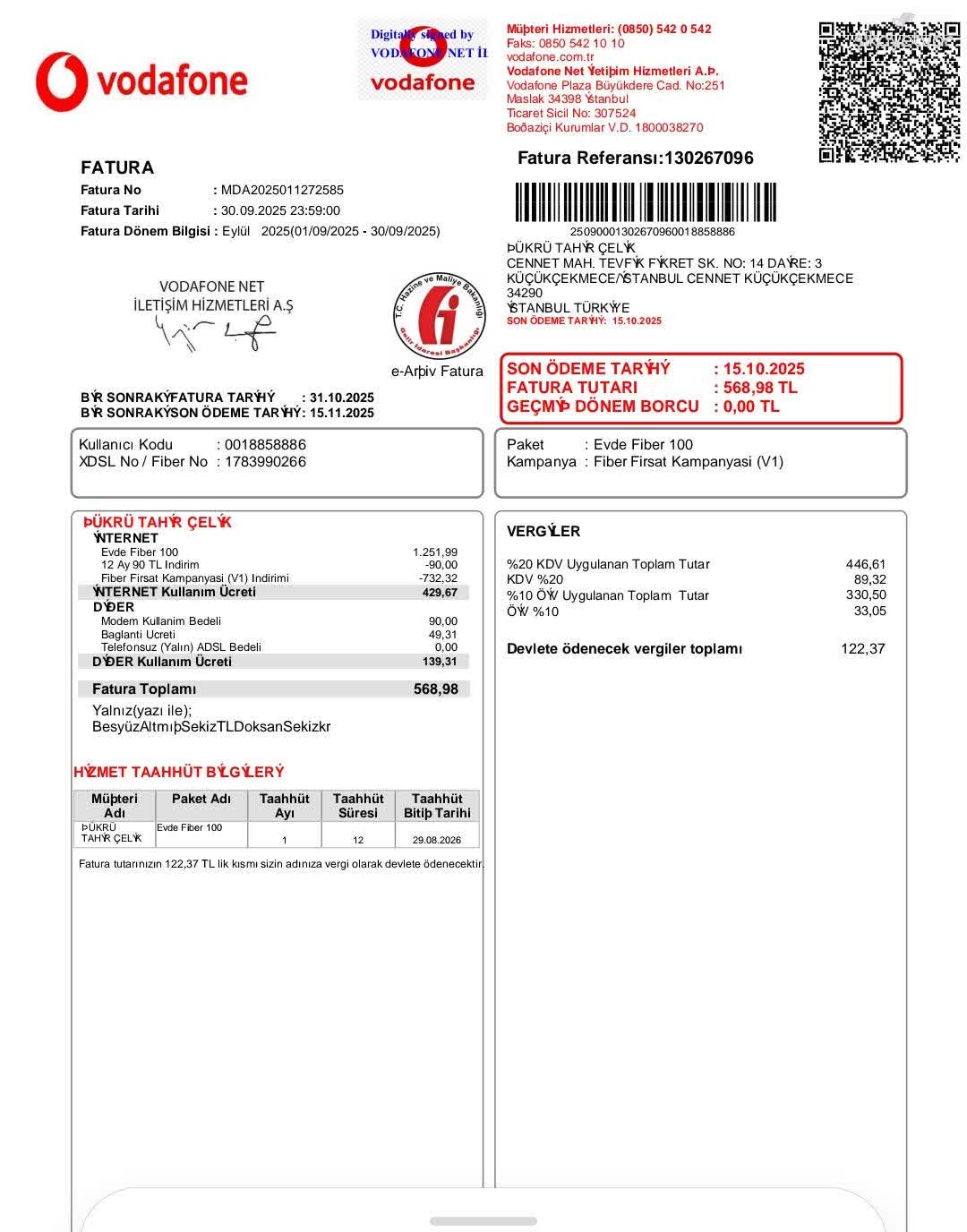 Vodafone Vodafone Evde Fiber'de Söz Verilen İndirim Ve Modem Ücreti ...