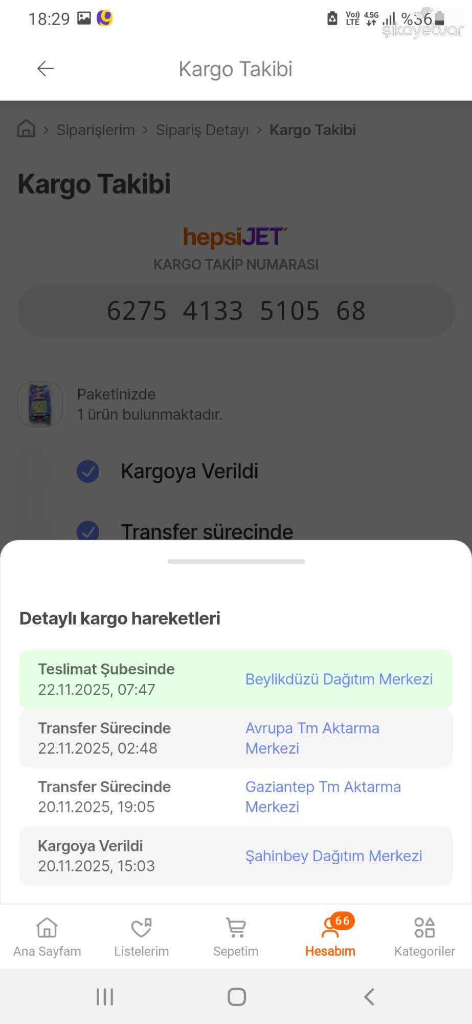 hepsiJET Ekstra Ücret Ödedim, Kargom 5 Gündür Teslim Edilmedi! - Şikayetvar