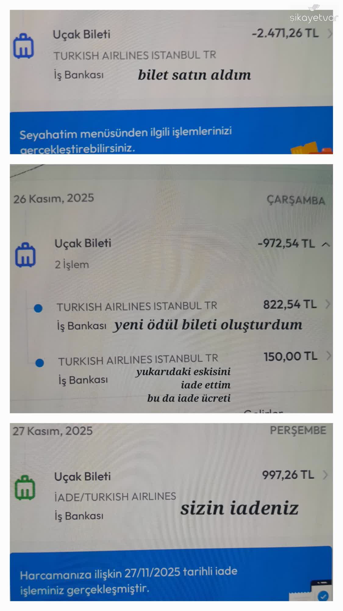 THY Bilet İptalinde Haksız Kesinti Ve Eksik İade - Şikayetvar