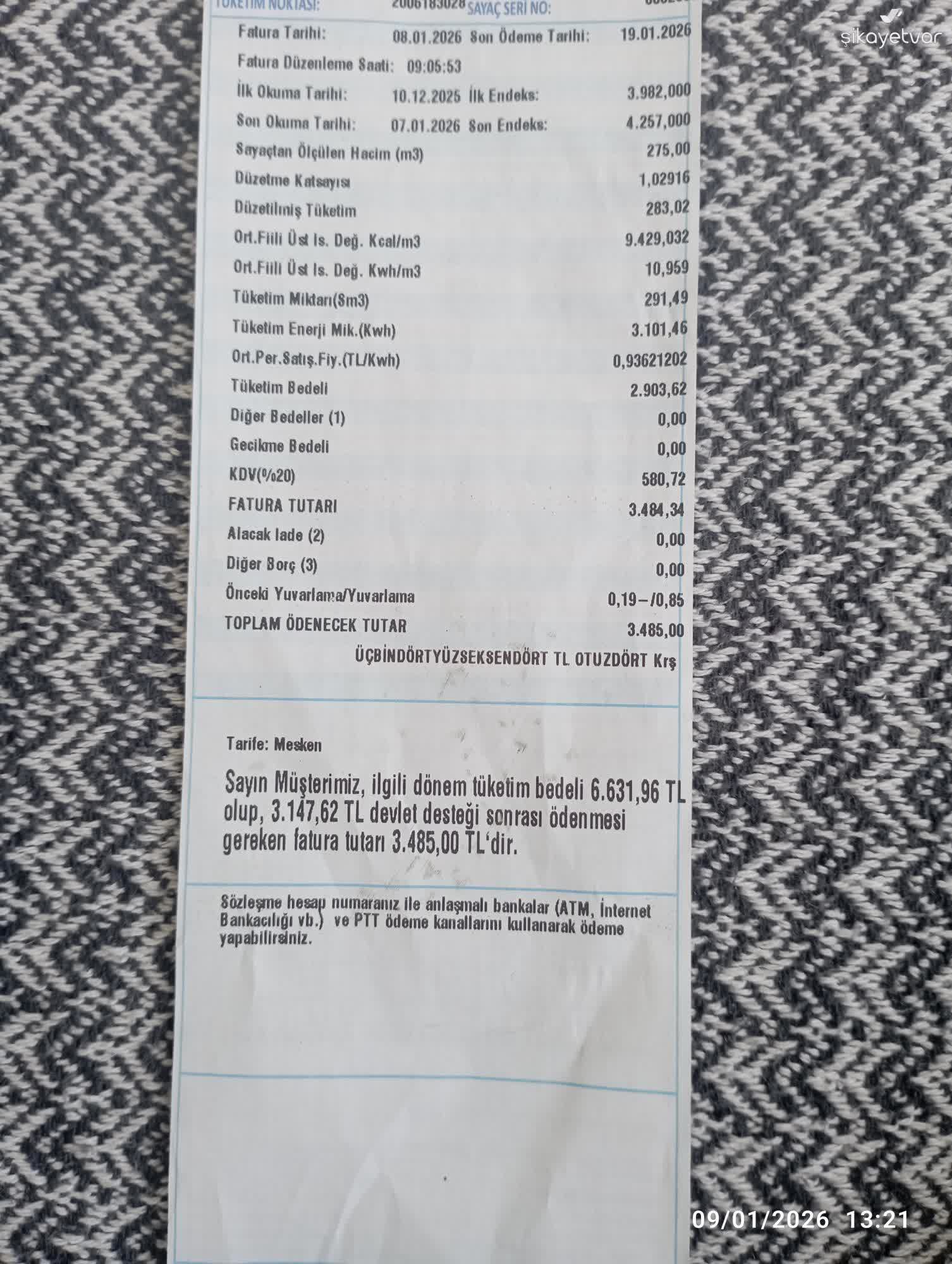 Aksa Doğalgaz Aşırı Doğalgaz Faturası 3485 TL, Şikayetim Reddedildi ...